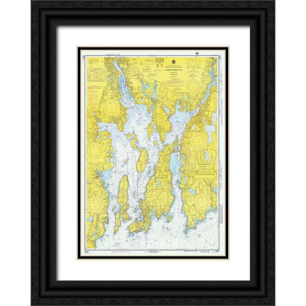 NOAA Historical Map and Chart Collection 18x24 Black Ornate Wood Framed ...
