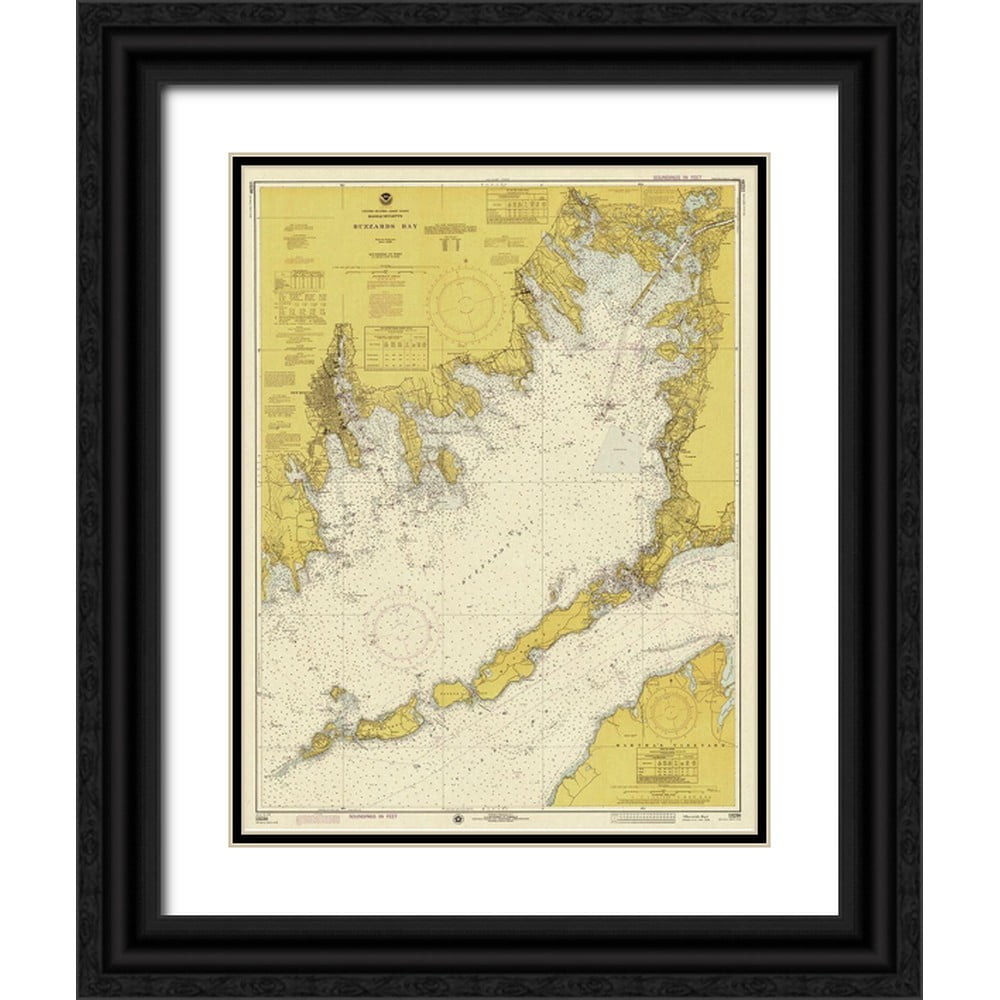NOAA Historical Map and Chart Collection 19x24 Black Ornate Wood Framed ...