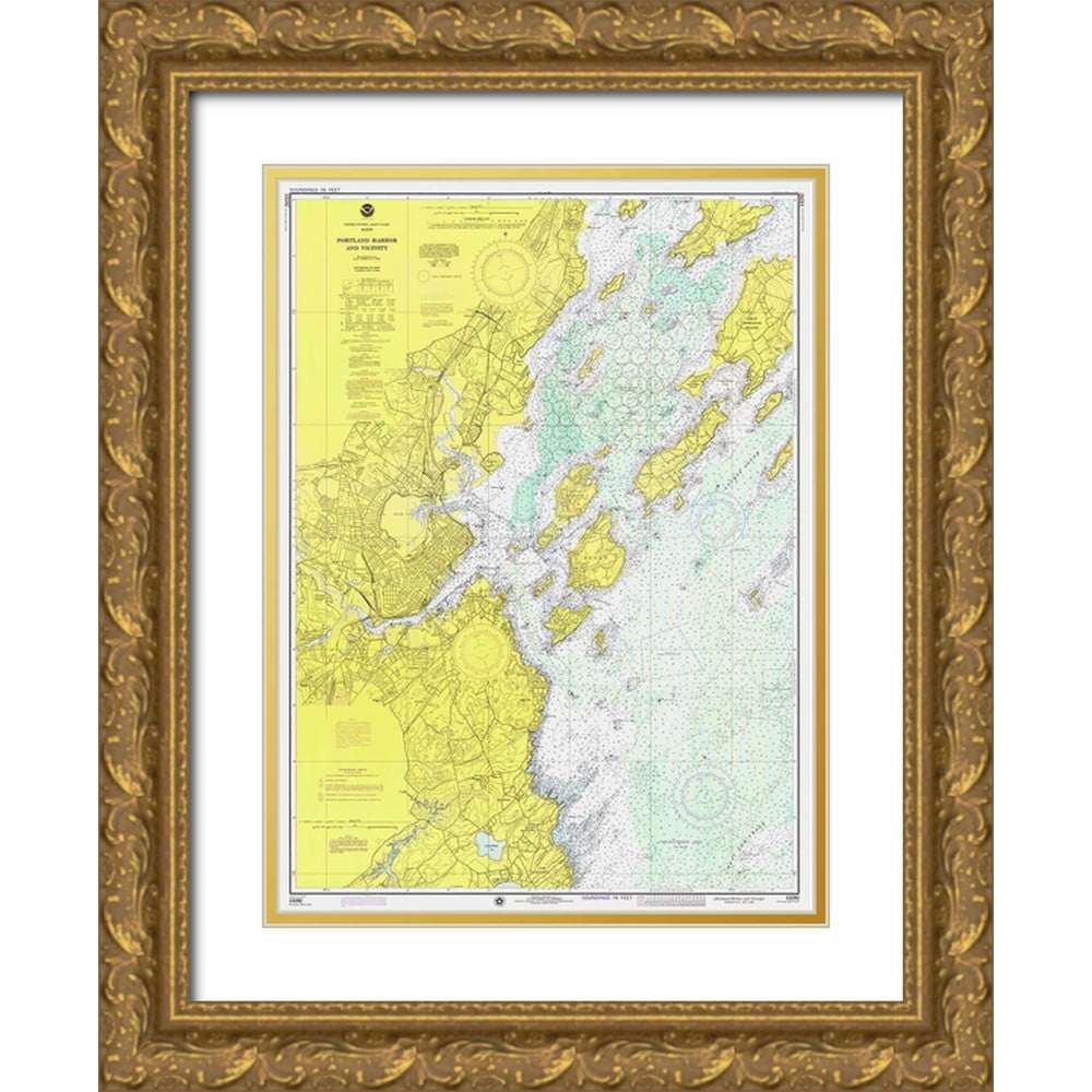 NOAA Historical Map and Chart Collection 19x24 Gold Ornate Wood Framed ...