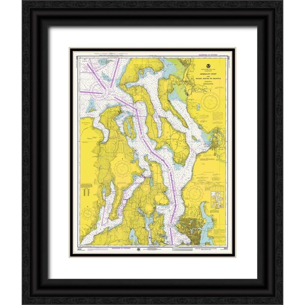 NOAA Historical Map and Chart Collection 20x24 Black Ornate Wood Framed ...
