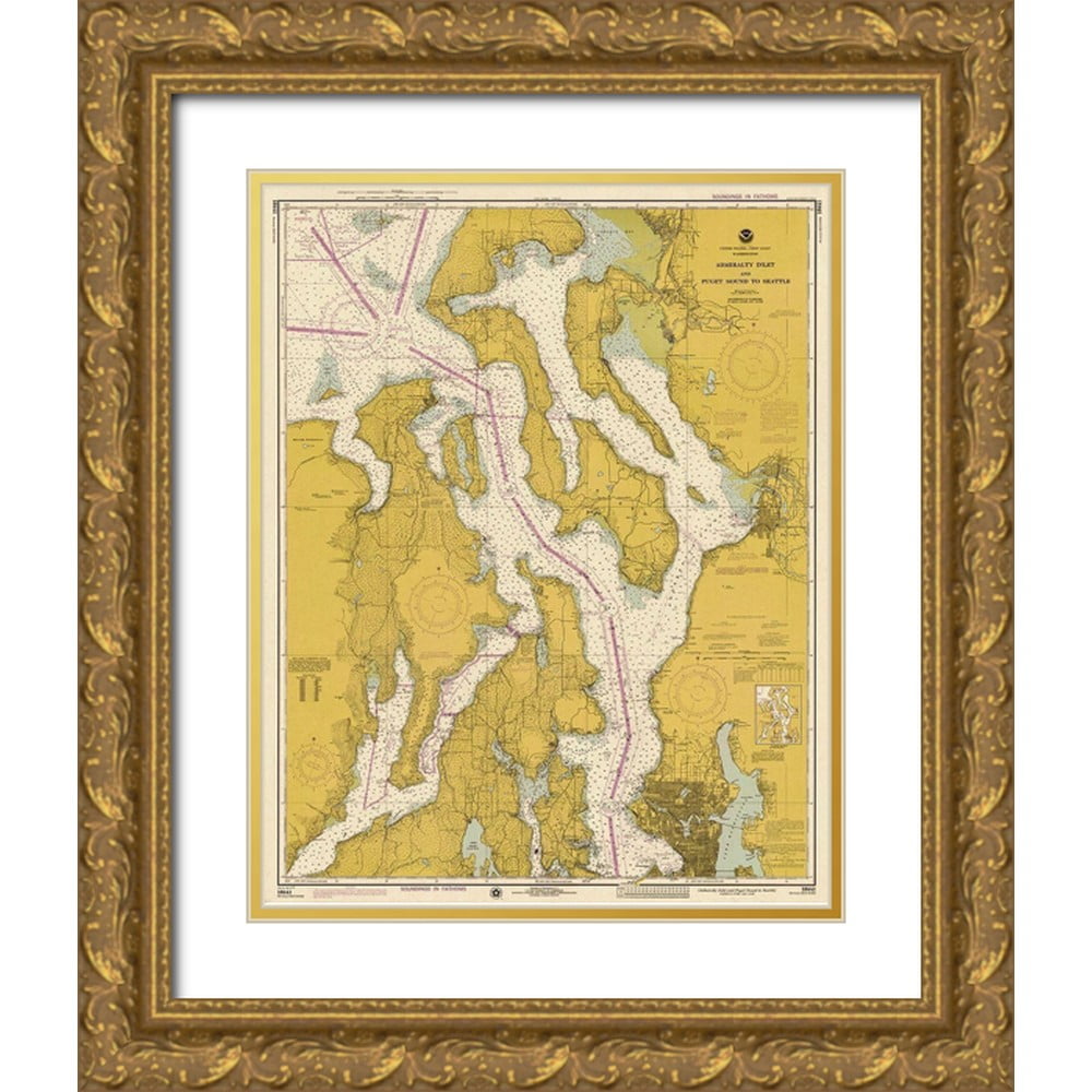 NOAA Historical Map and Chart Collection 20x24 Gold Ornate Wood Framed ...