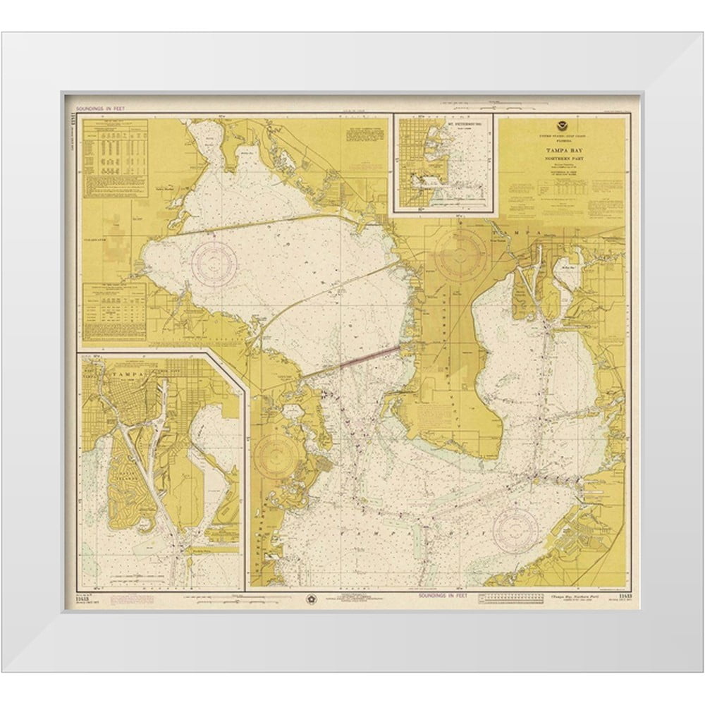 NOAA Historical Map and Chart Collection 22x20 White Modern Wood Framed ...