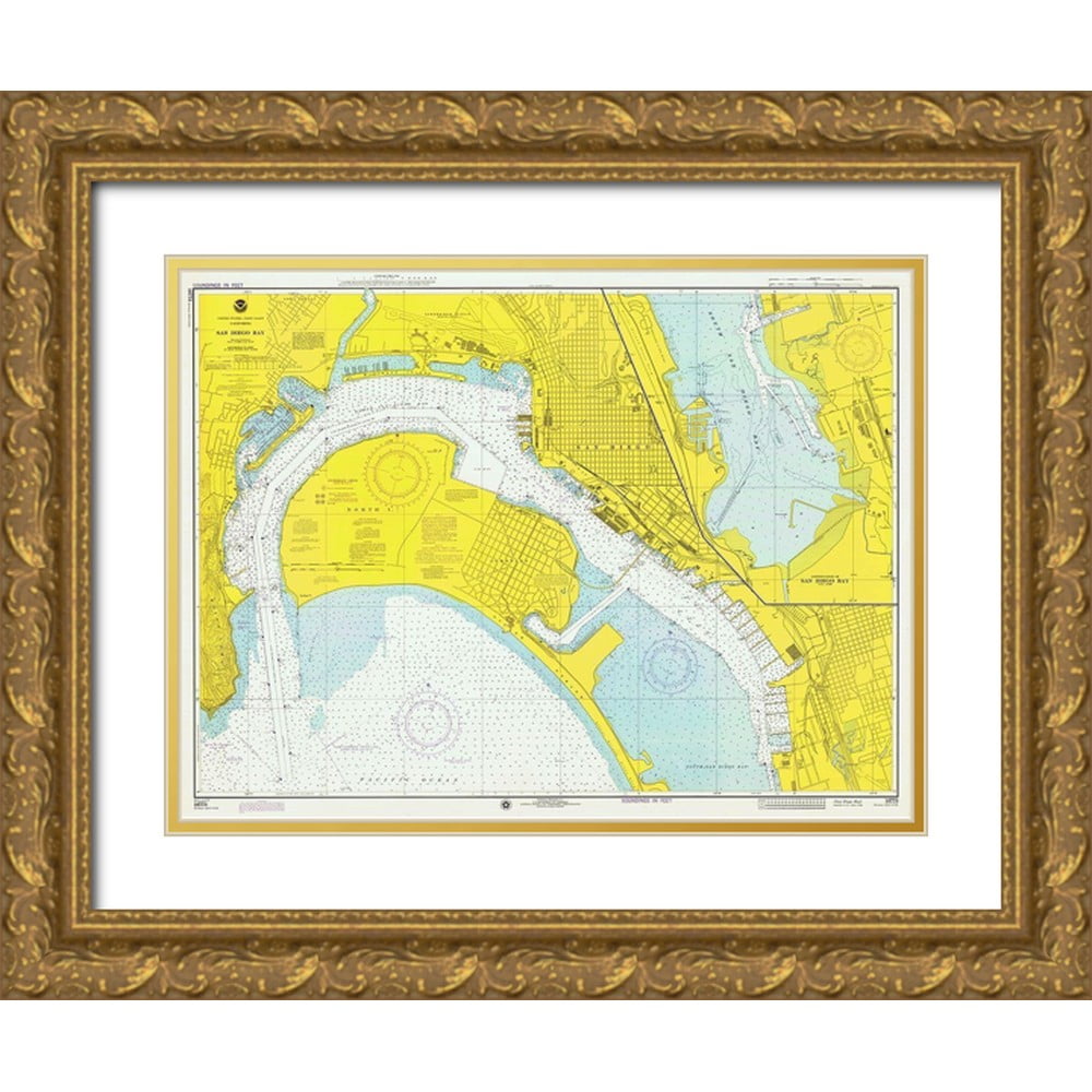 NOAA Historical Map and Chart Collection 24x19 Gold Ornate Wood Framed ...