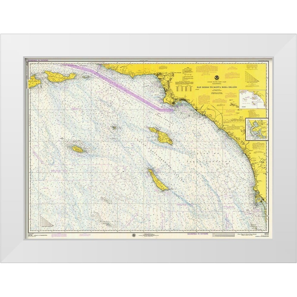 NOAA Historical Map and Chart Collection 24x19 White Modern Wood Framed ...
