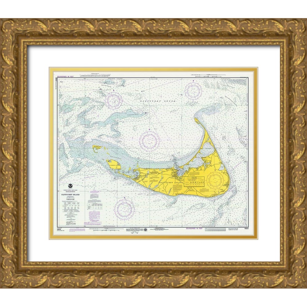 NOAA Historical Map and Chart Collection 24x20 Gold Ornate Wood Framed ...