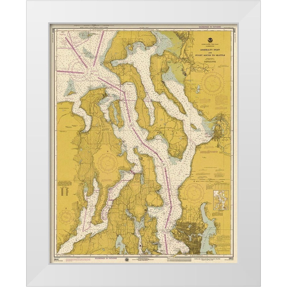 NOAA Historical Map and Chart Collection 26x32 White Modern Wood Framed ...