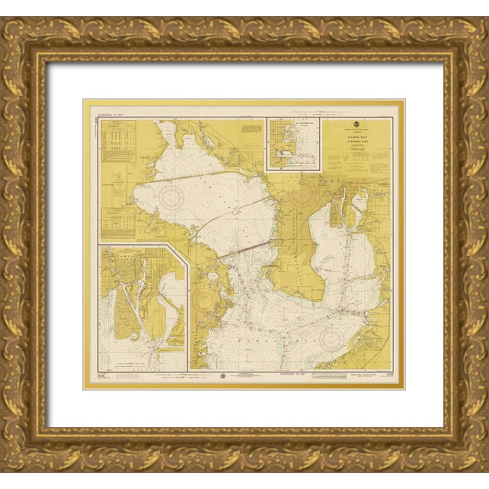 NOAA Historical Map and Chart Collection 29x26 Gold Ornate Wood Framed ...