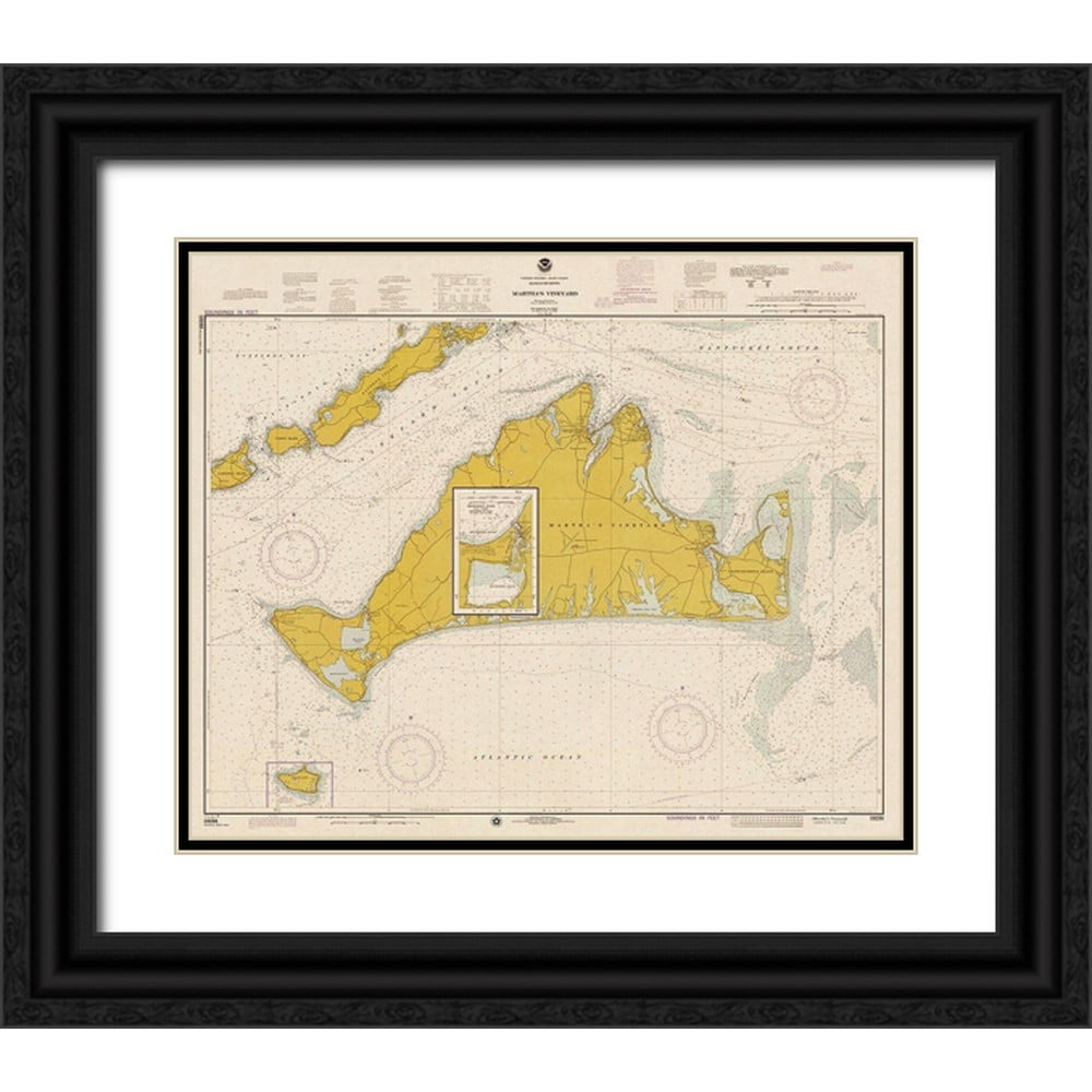 NOAA Historical Map and Chart Collection 31x26 Black Ornate Wood Framed ...