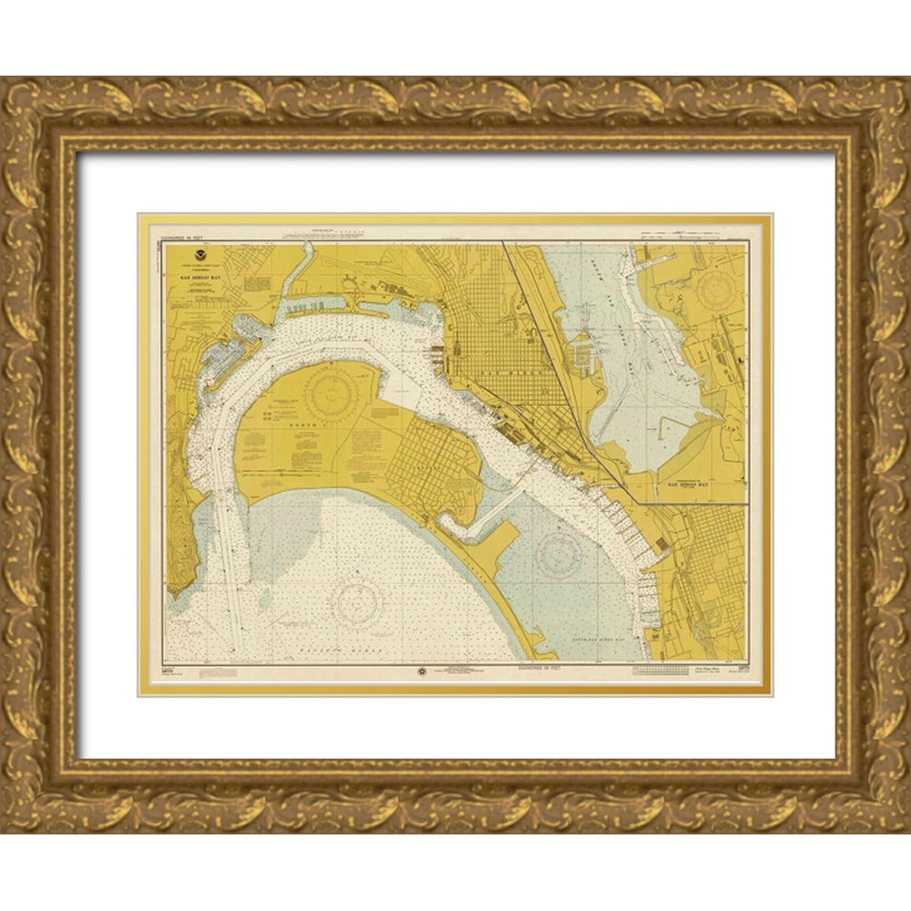 NOAA Historical Map and Chart Collection 32x25 Gold Ornate Wood Framed ...