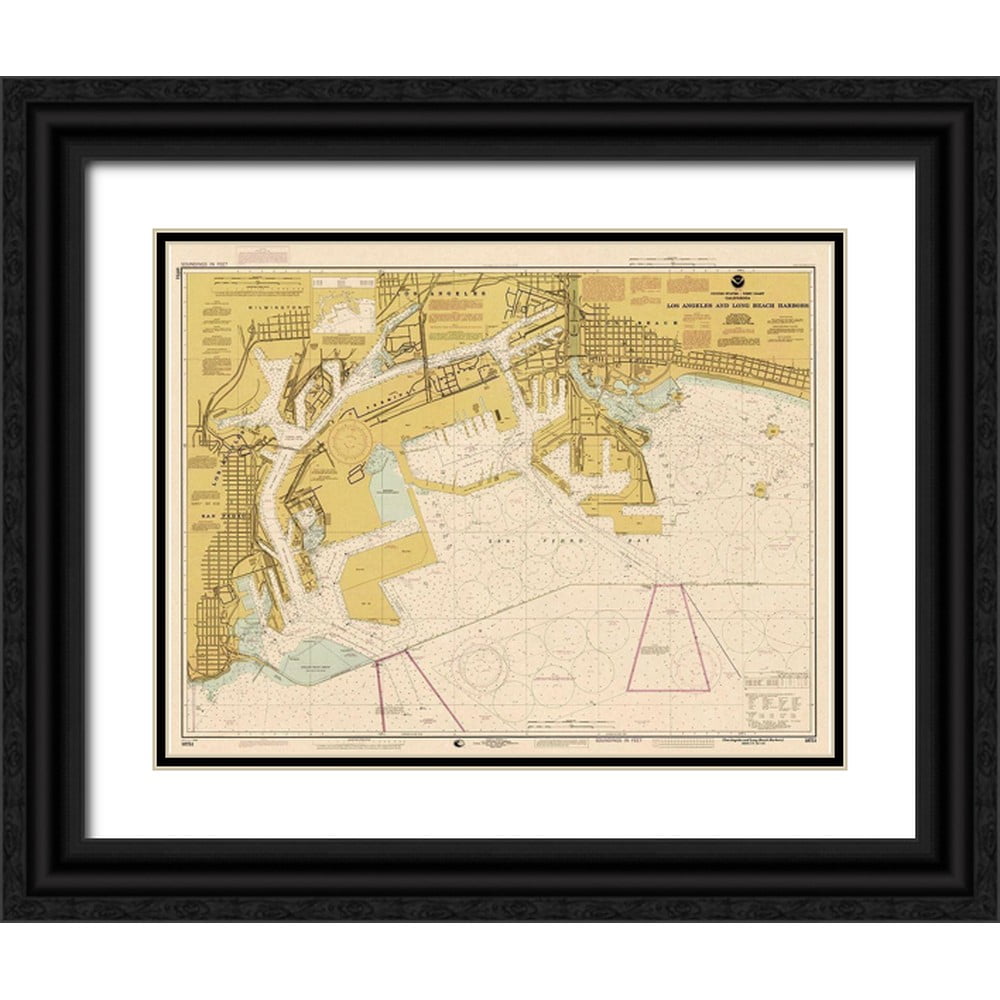 NOAA Historical Map and Chart Collection 32x26 Black Ornate Wood Framed ...