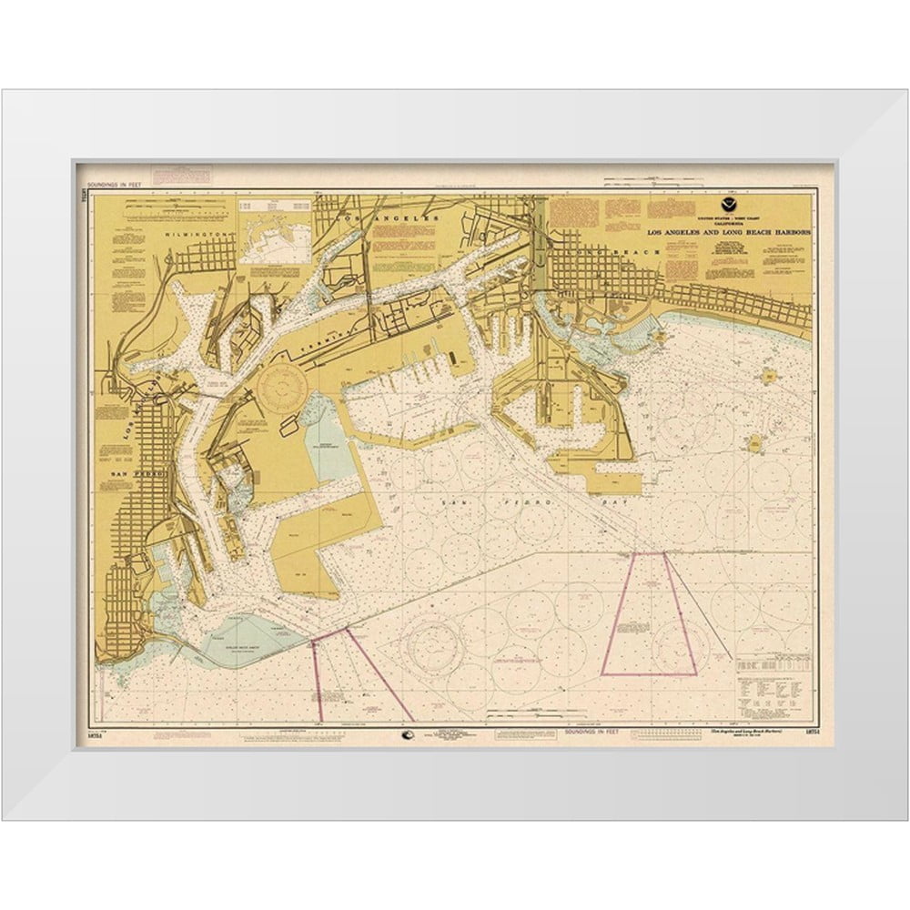 NOAA Historical Map and Chart Collection 32x26 White Modern Wood Framed ...