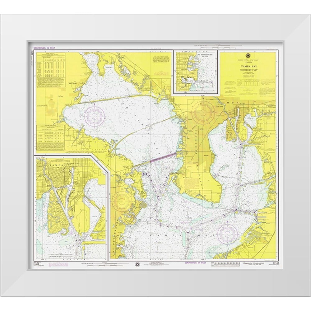 NOAA Historical Map and Chart Collection 13x12 White Modern Wood Framed ...