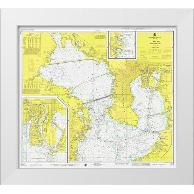 NOAA Historical Map and Chart Collection 13x12 White Modern Wood Framed ...