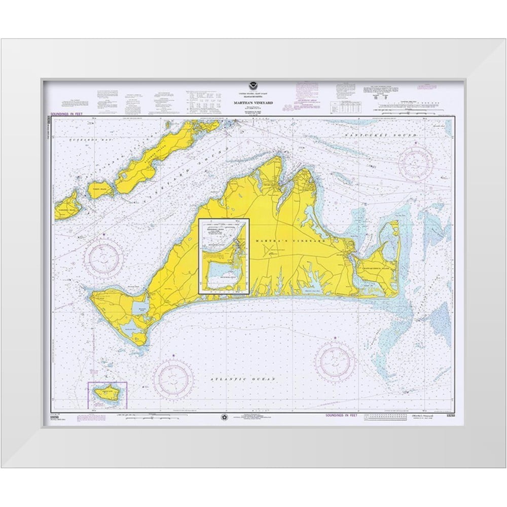 NOAA Historical Map and Chart Collection 14x12 White Modern Wood Framed ...