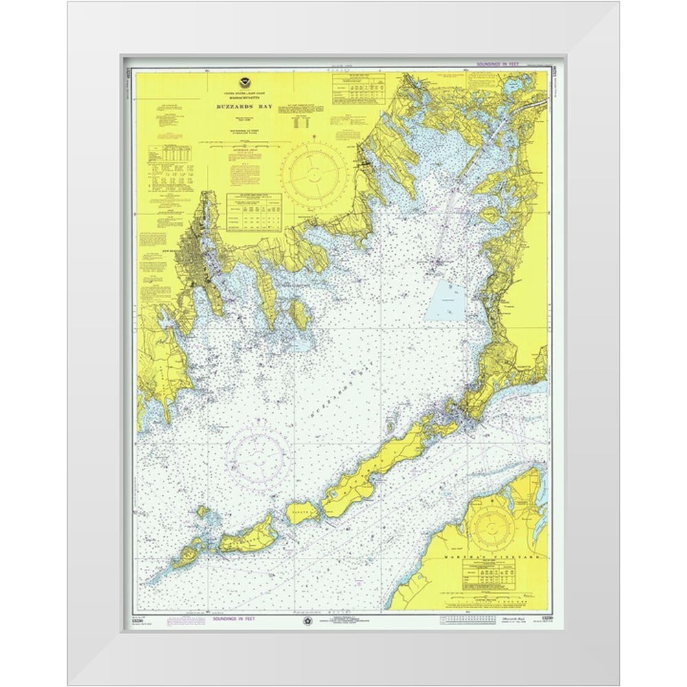 NOAA Historical Map and Chart Collection 15x18 White Modern Wood Framed Museum Art Print Titled ...