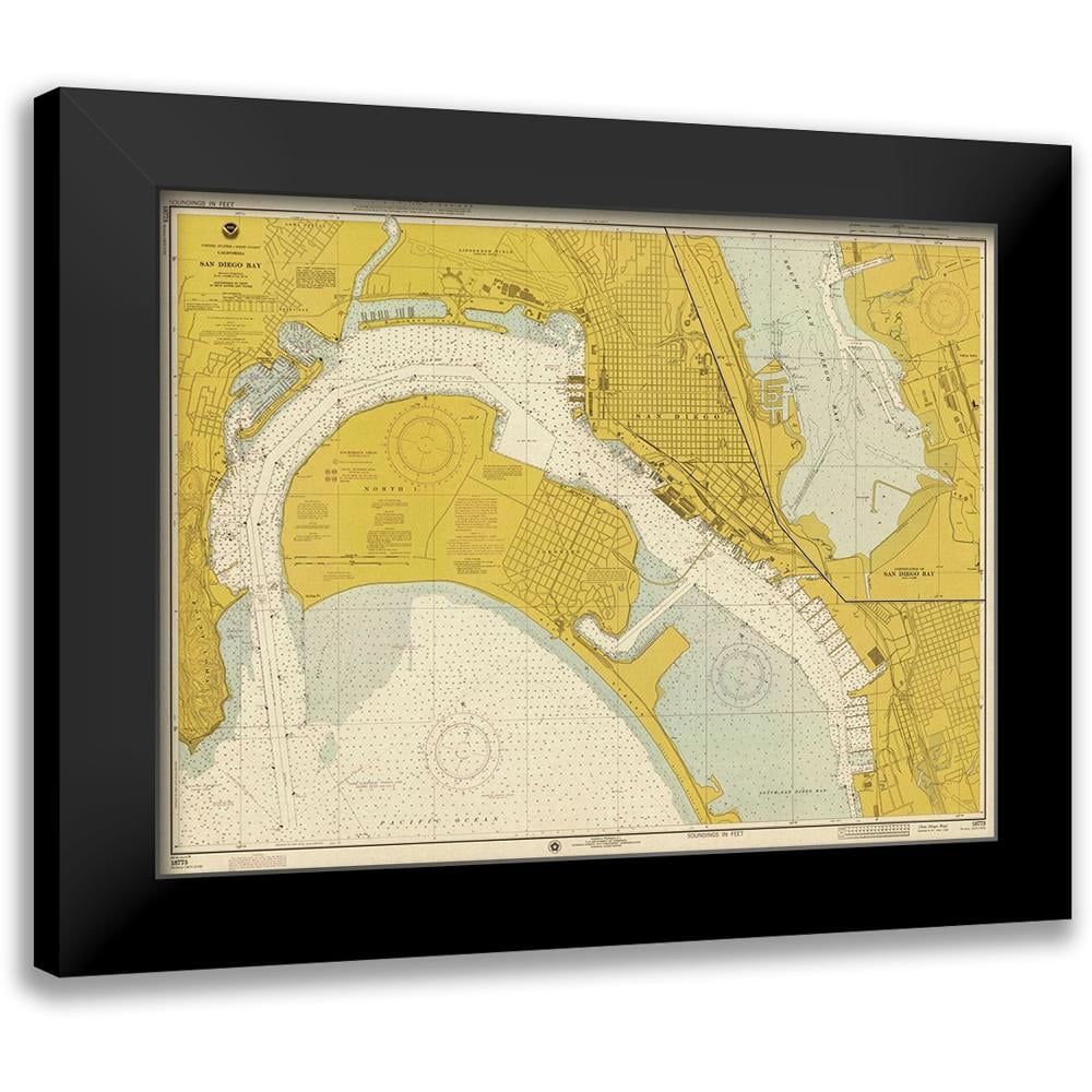 NOAA Historical Map and Chart Collection 18x14 Black Modern Framed ...
