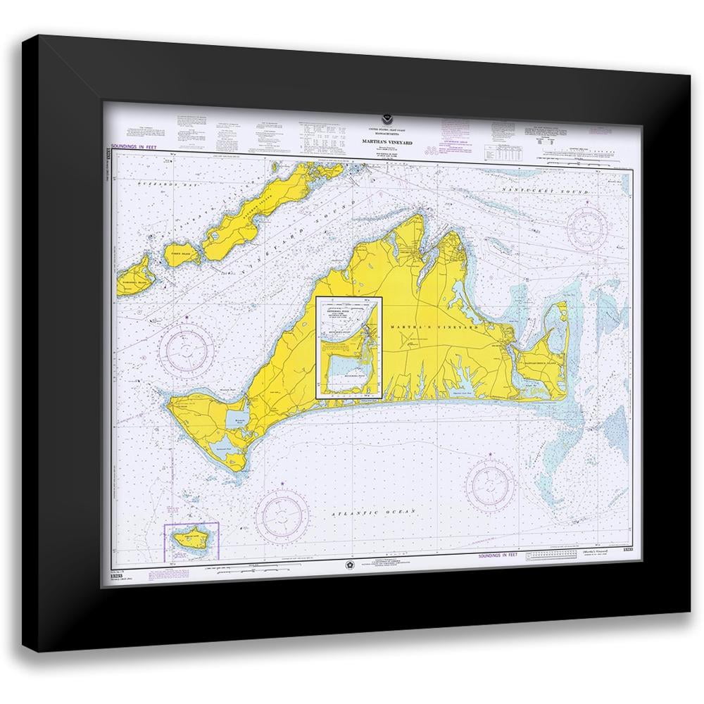NOAA Historical Map and Chart Collection 23x20 Black Modern Framed ...
