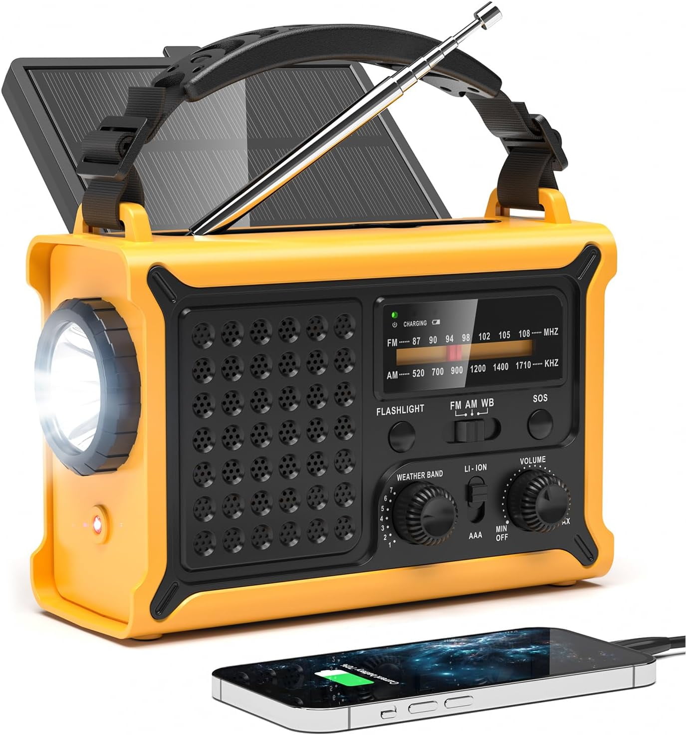 NOAA Weather Radio-12000mAh/44400mWh AM/FM Emergency Portable Radio ...