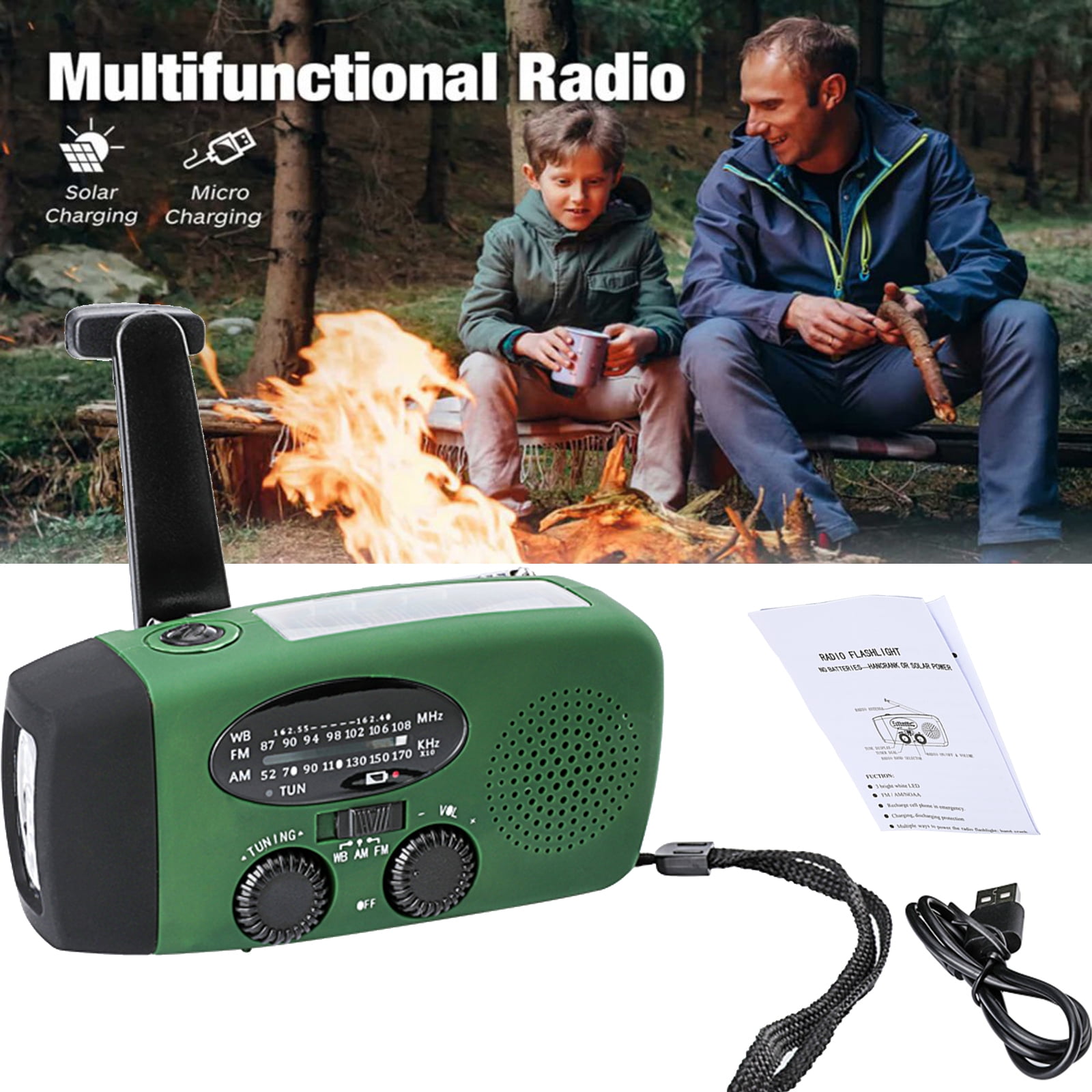 NOAA Weather Radio,KKSQ Portable Emergency Solar 1000mAh Power Bank,SOS ...
