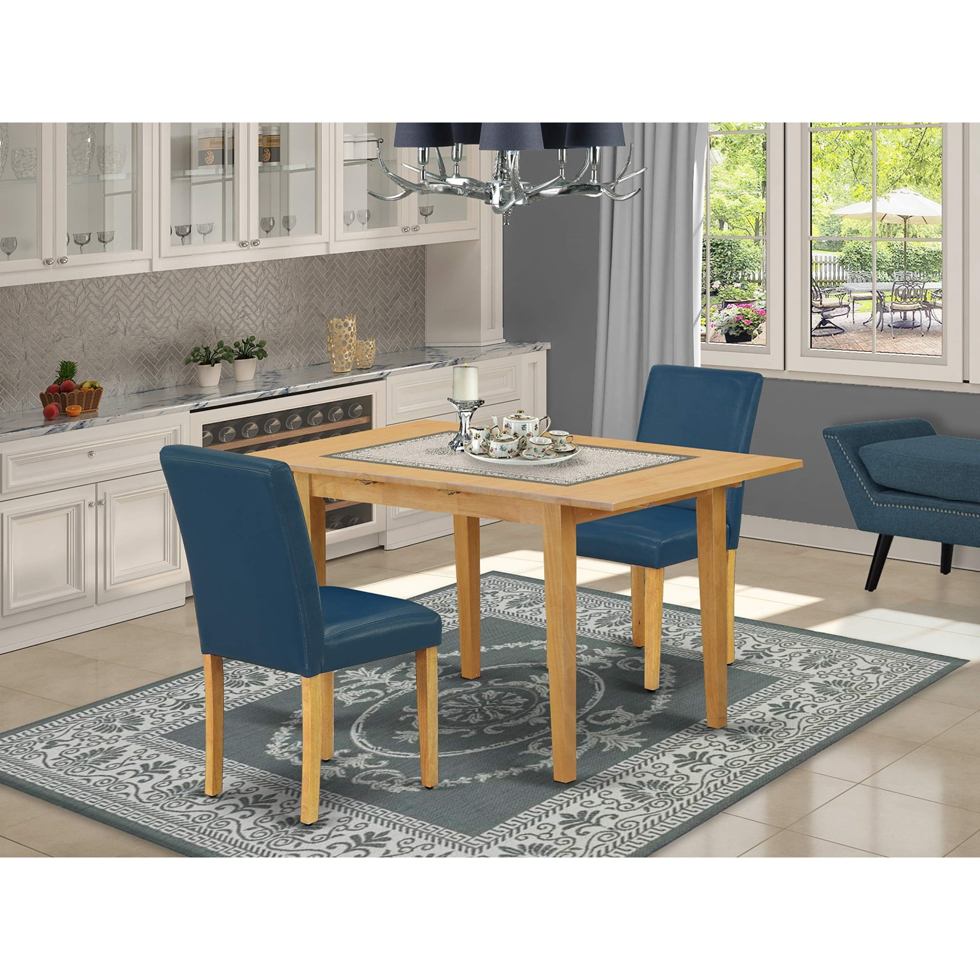 NOAB3-OAK-55 3Pc Rectangle 42/53.5" Dinette Table With 12 In Butterfly ...