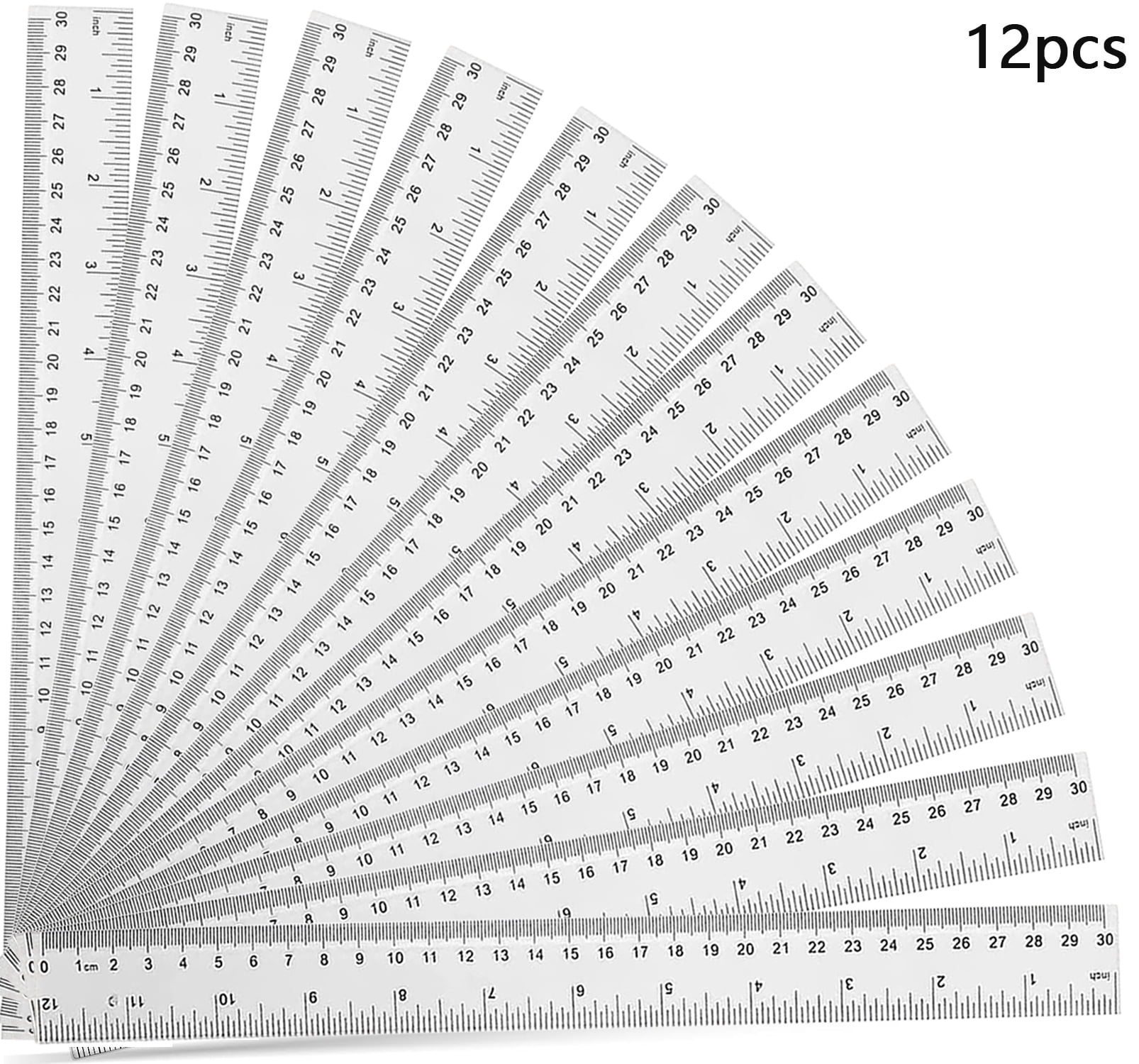 NOANTA Plastic Transparent Ruler, 12 Inch, Dual-Scale, 12 Pack ...