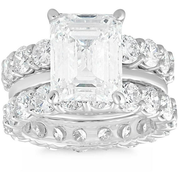 Nobel Jewel 14K White Gold Plated Diamond Wedding Anniversary Rings - 2 ...