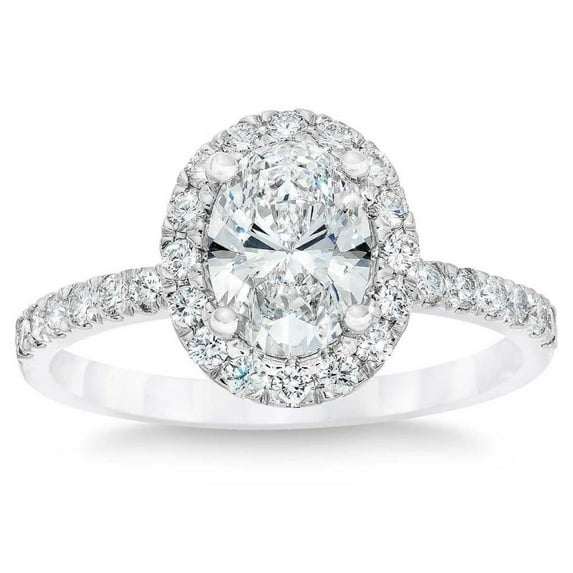 Nobel Jewel 14K White Gold Plated Ring - 1.9 Ct VVS1/D Oval Cut Lab ...