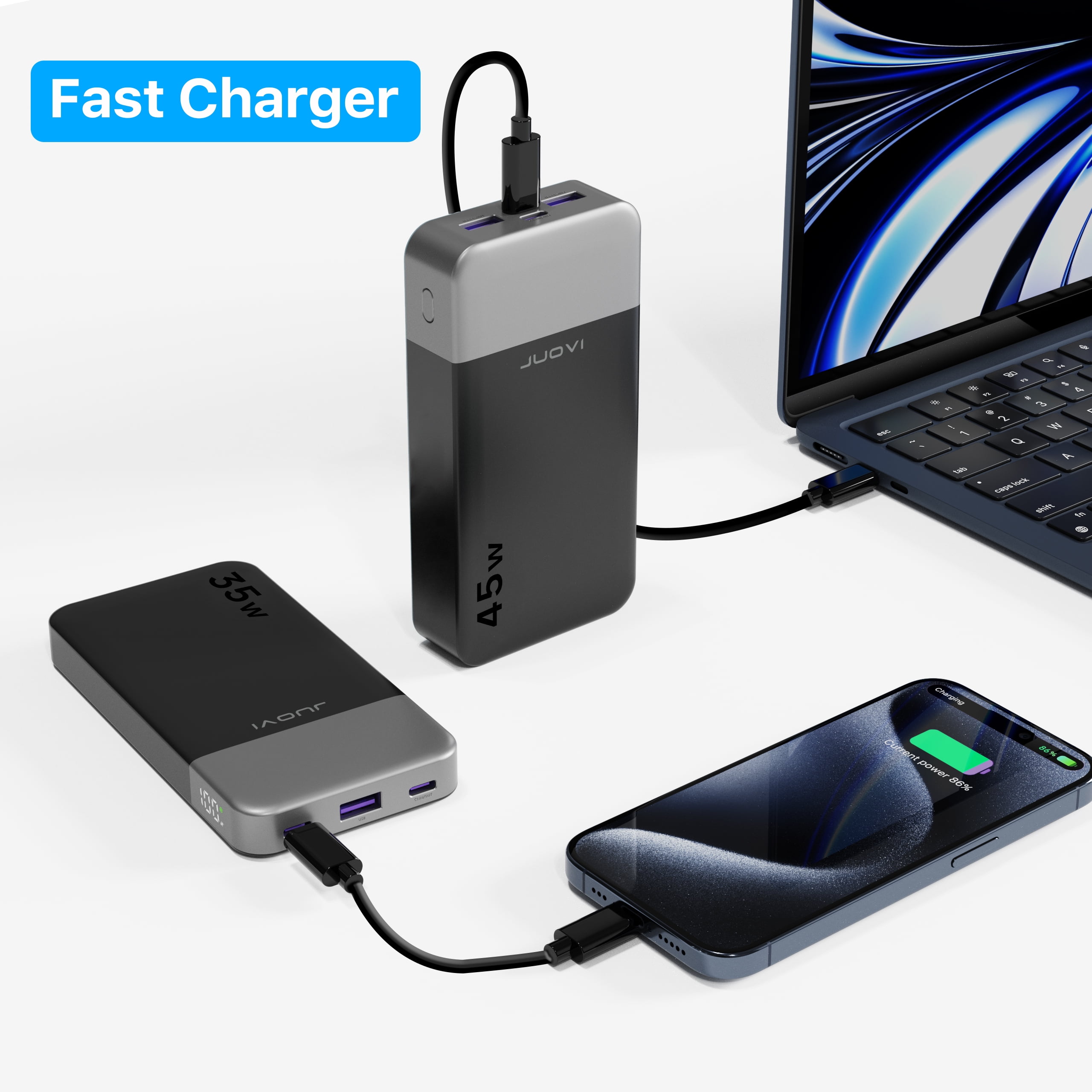 NOBIS Power Bank, 45W 20000mAh Portable Charger, USB C Fast Charging, 4 ...