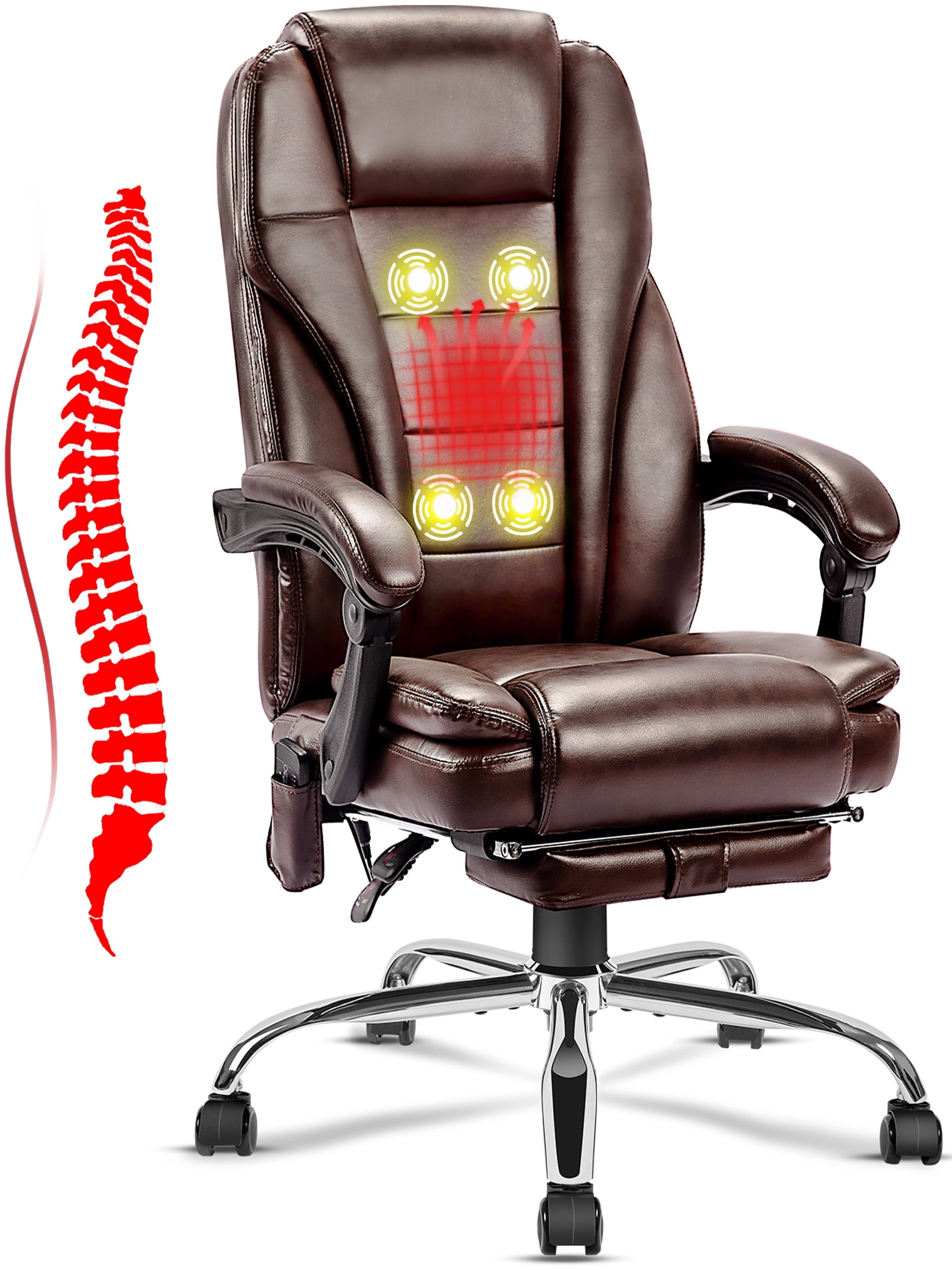 NOBLEMOOD Ergonomic Executive Heated Massage Office Chair with 4 Points ...