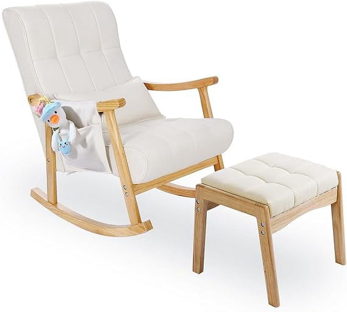 NOBLEMOOD Upholstered Rocking Chair with Ottoman, Modern Indoor Nursery ...