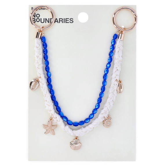 No Boundaries Women's Beach Icons Bag Charm, Natural Rope & Bead Swag ...