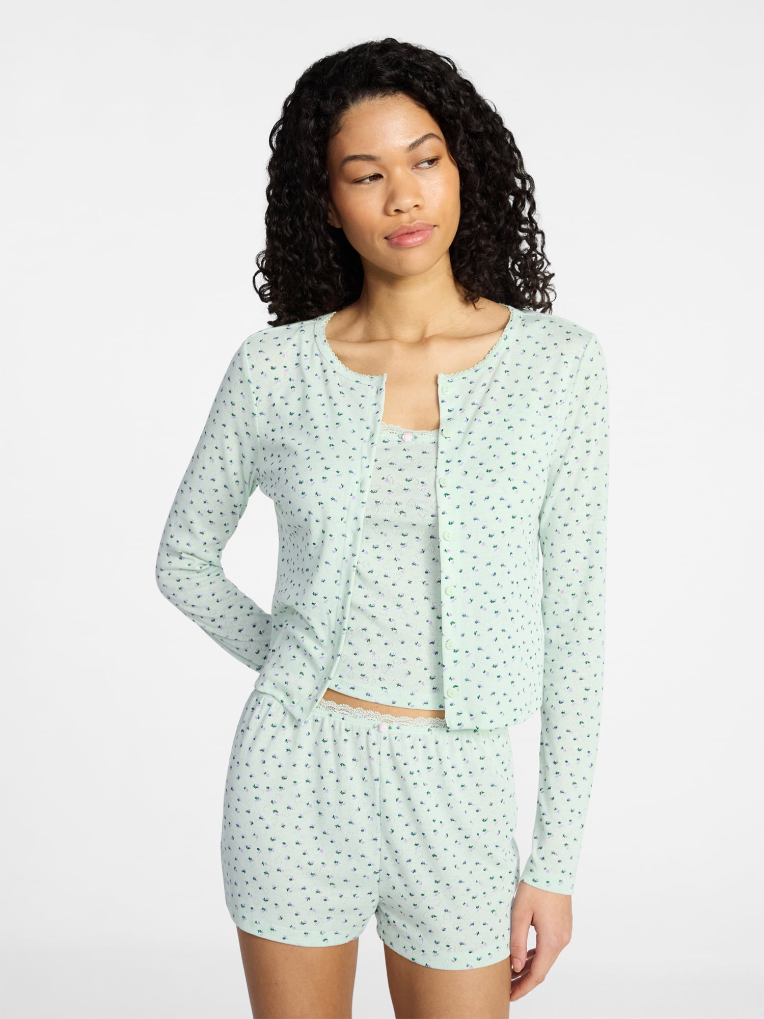 No Boundaries Sleep Pointelle Knit Cardigan, Women’s XXS-3X - Walmart.com