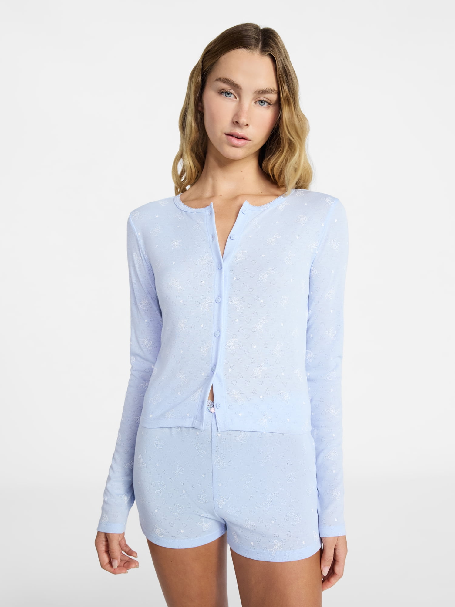 No Boundaries Sleep Pointelle Knit Cardigan, Women’s XXS-3X - Walmart.com