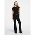 No Boundaries Ribbed Sleep Tee and Pants Set, 2-Piece, Women’s XXS-3X ...