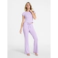 No Boundaries Ribbed Sleep Tee and Pants Set, 2-Piece, Women’s XXS-3X ...