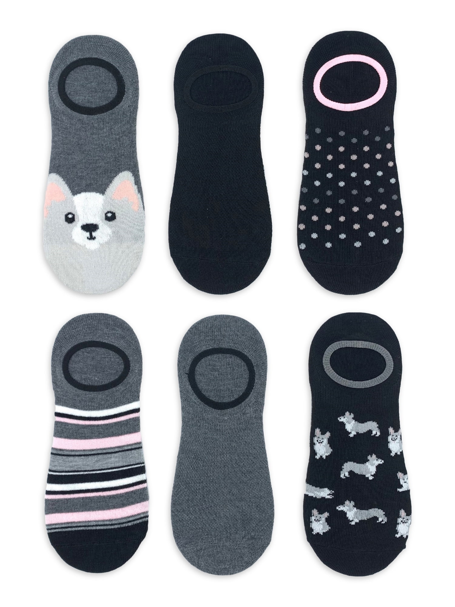No Boundaries Women's Adorable Trendy Stay-Put Liner Socks 6-Pack Size ...