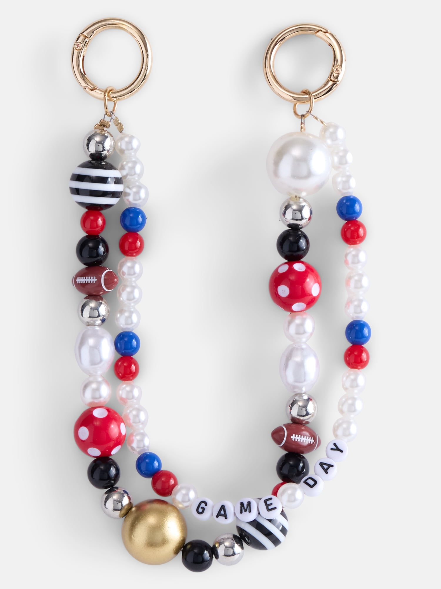 No Boundaries Women’s Game Day Beaded Swag Charm, Red & Blue - Walmart.com