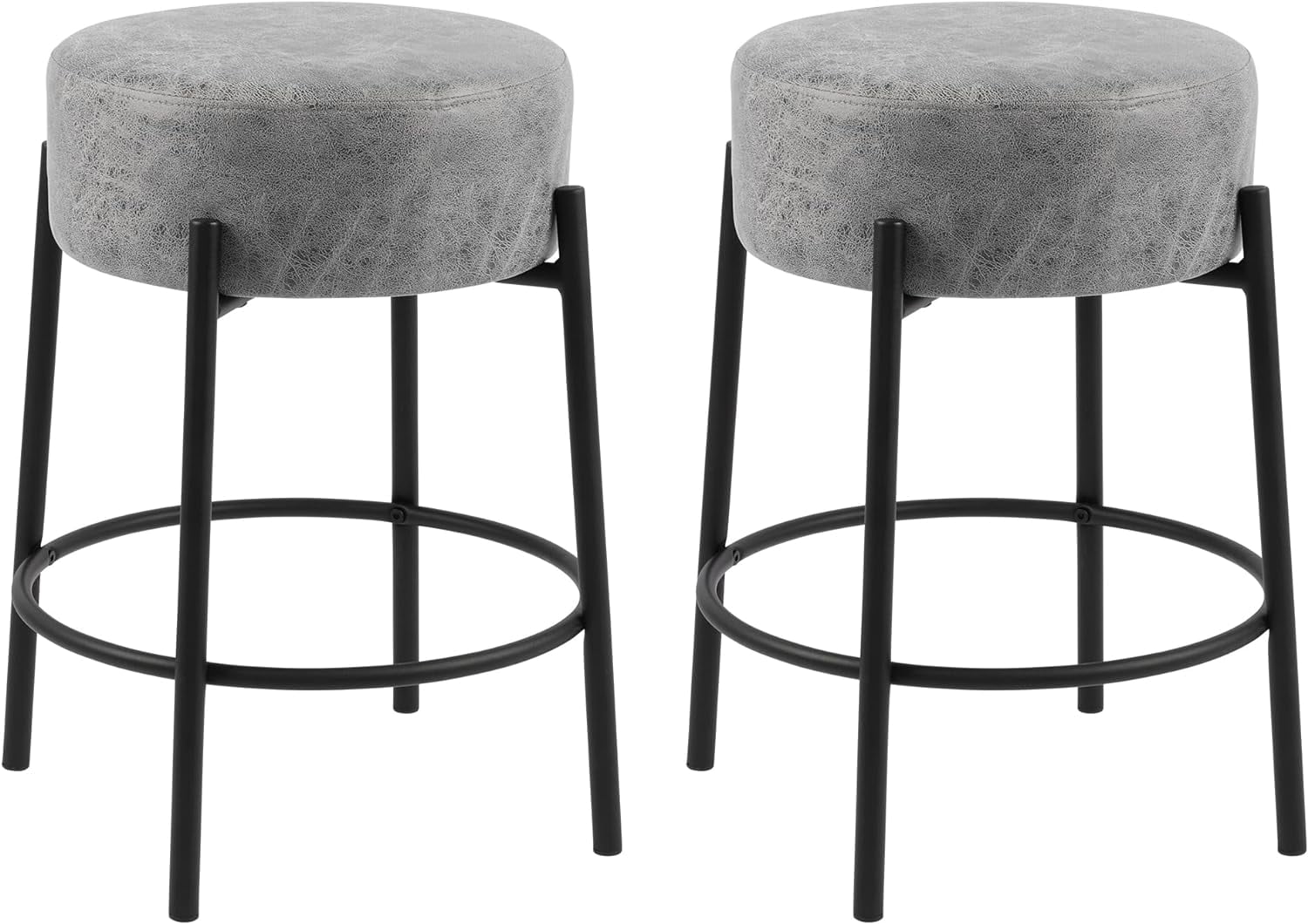 NOBPEINT 24 Inches Modern Counter Bar Stools, Round Fabric Upholstered ...