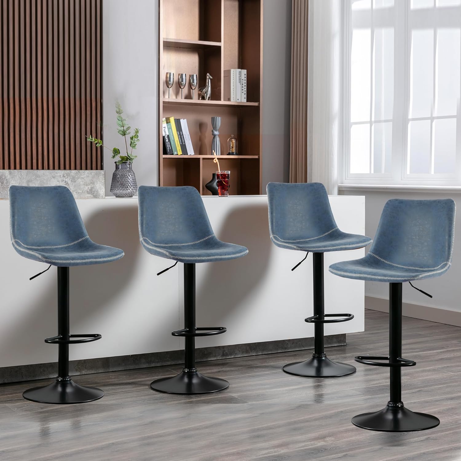 NOBPEINT Adjustable Modern Counter Height Bar Stools, 360 Swivel Bar ...