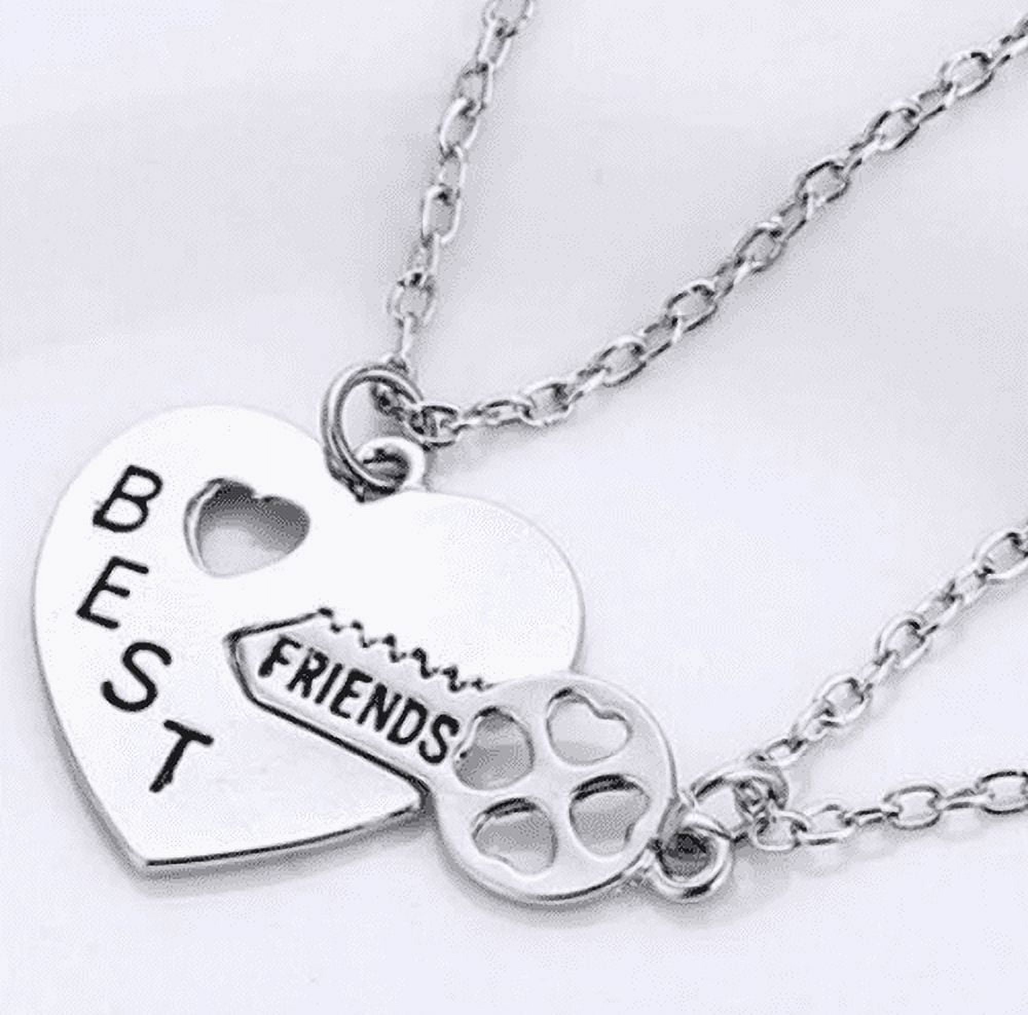 NOBRAND Best Friend Friendship Necklace Heart Key Set Silver Pendant ...