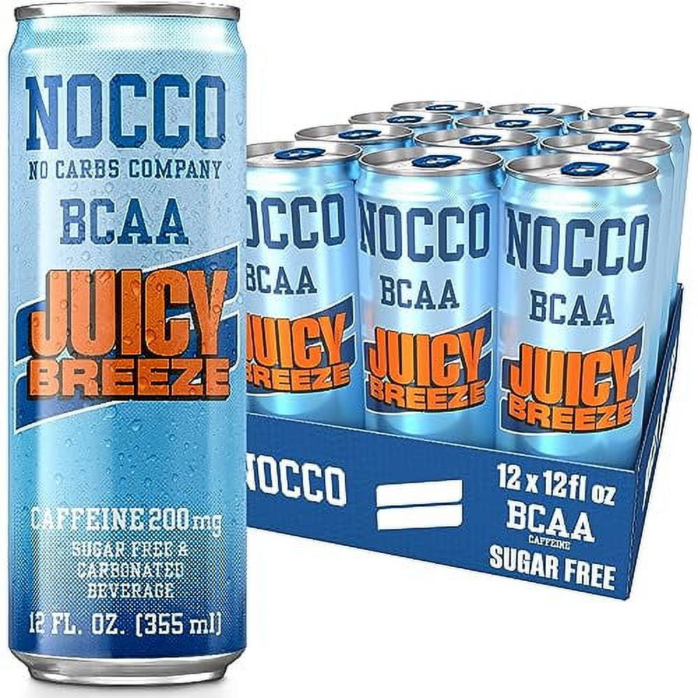 NOCCO BCAA Energy Drink Juicy Breeze - 12 Fl Oz (Pack of 12) - 200mg of ...