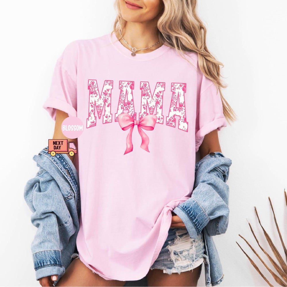 NODB Floral Coquette Mama Shirt, Coquette Bow T-Shirt For Mom, Mothers ...