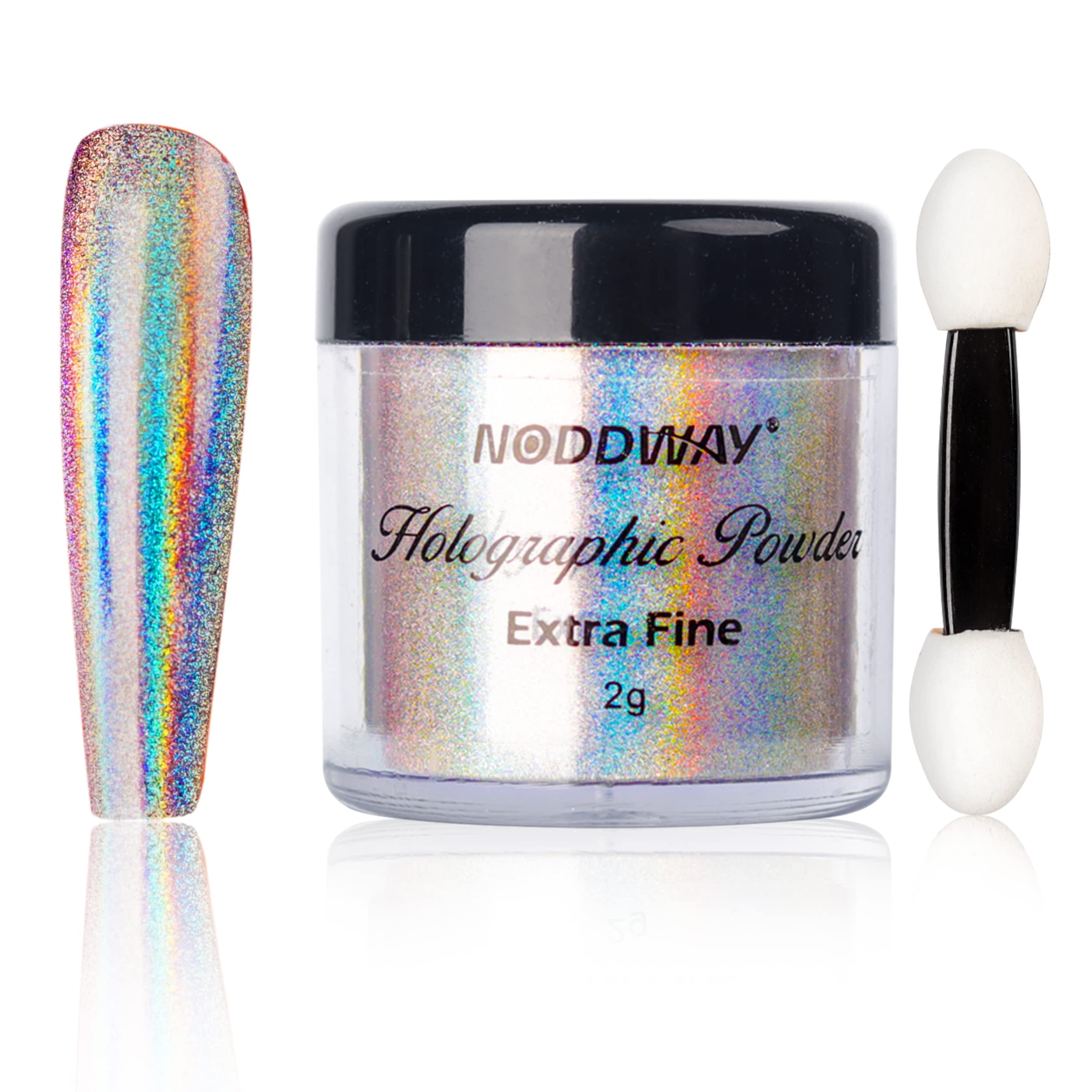 NODDWAY Holographic Powder 0.07oz/2g, 10 Micron Chrome Fine Powder for ...