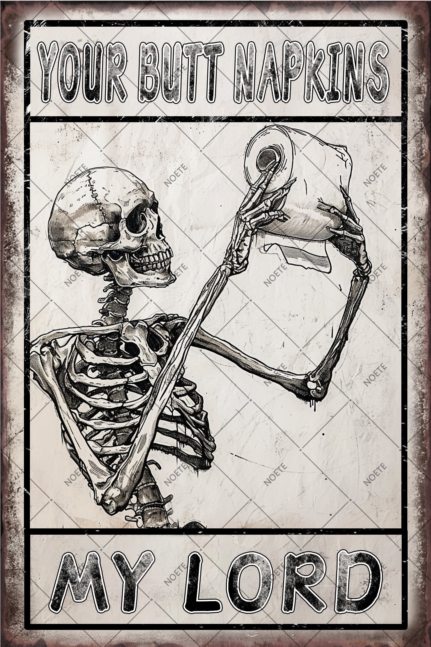 NOETE 8x12 Inch Skeleton Wall Decor Gothic Metal Tin Sign for Halloween ...