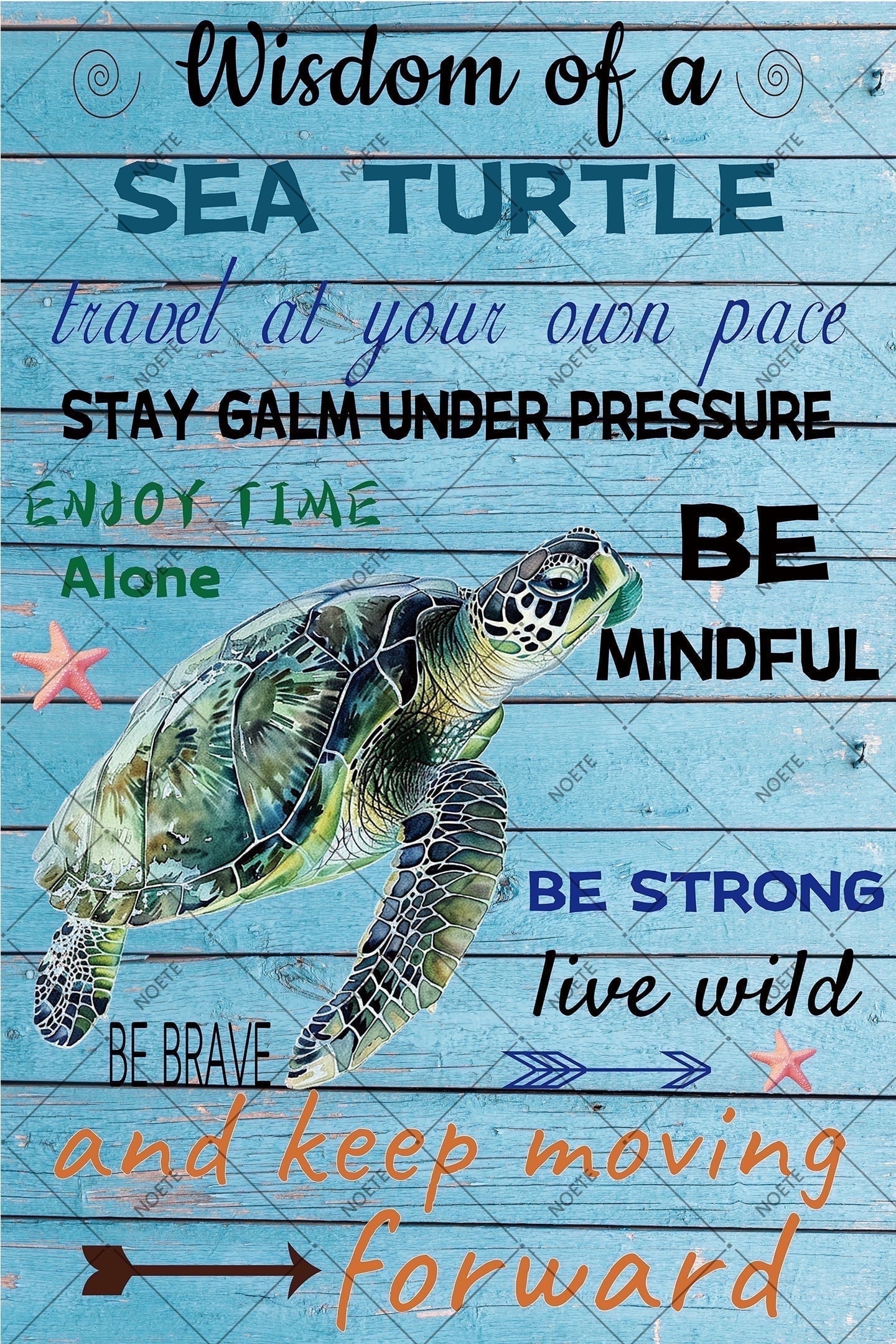 NOETE Ocean Decor 8x12 Inch Sea Turtle Wall Art, Metal Tin Sign for ...