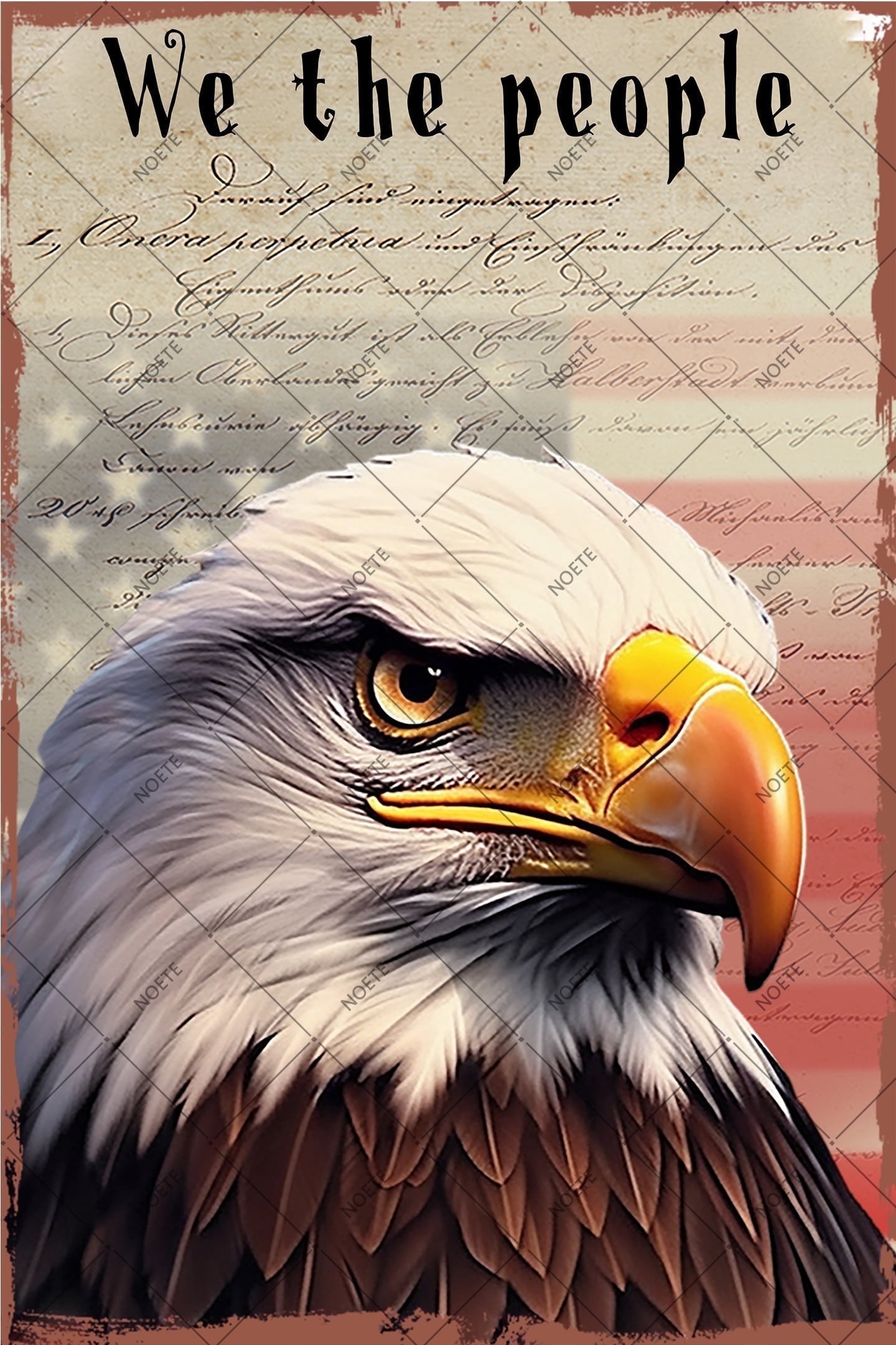 Noete Vintage American Flag Decor 8x12 inch Metal Tin Sign - Patriotic ...