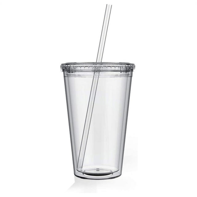 NOGIS 1 Pack Clear Insulated Tumblers 16 oz Plastic Tumbler with Lid ...