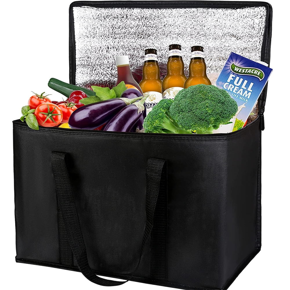 NOGIS 1-Pack Large Insulated Grocery shopping bags, Black, reusable bag ...