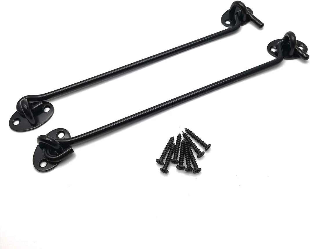 NOGIS 10 Inch Hook and Eye Latch,Black Cabin Hook,Stainless Steel Gate ...