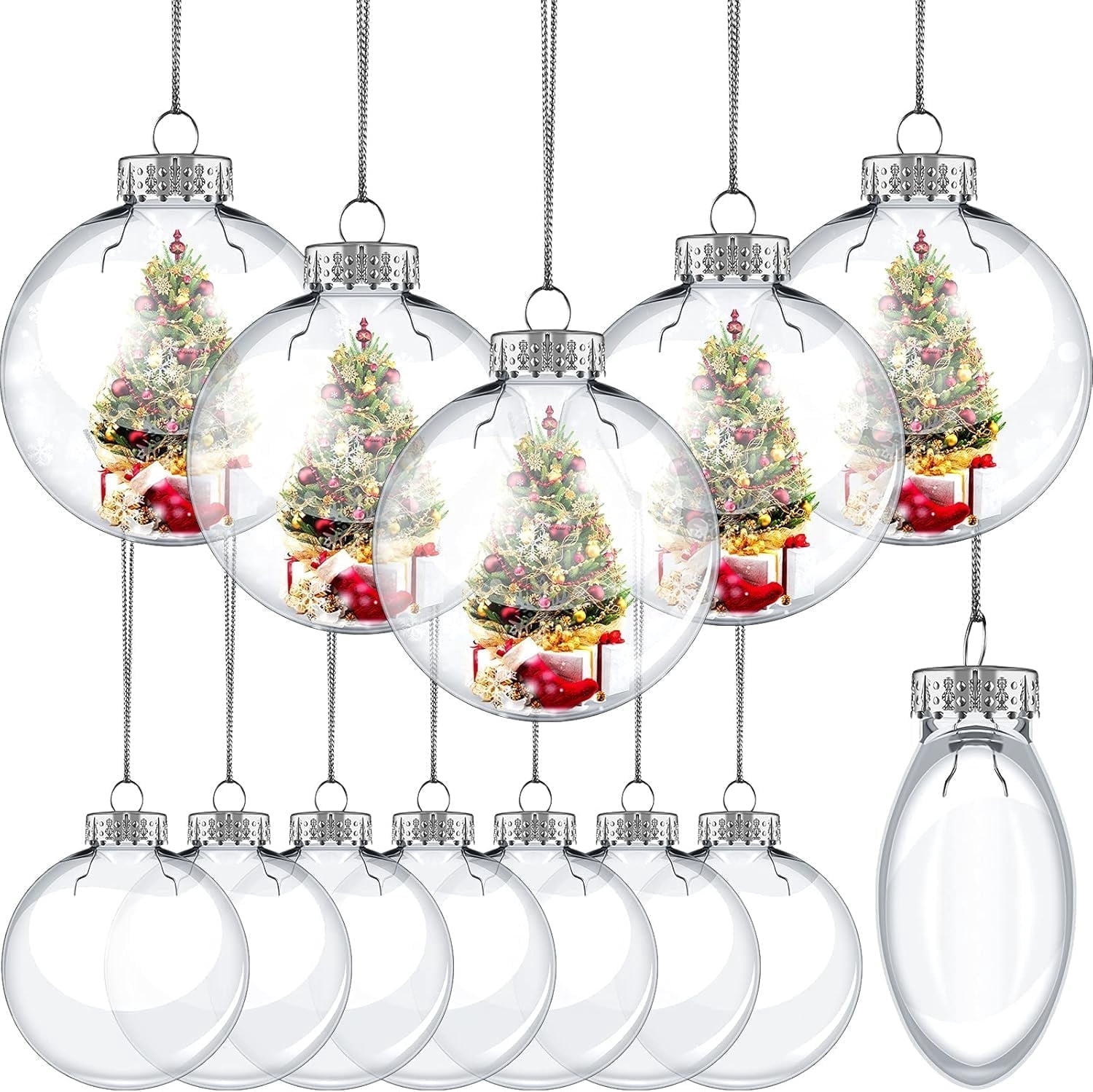 NOGIS 12 PCS 3.15 Inch Clear Ornaments Balls, Christmas DIY Fillable ...